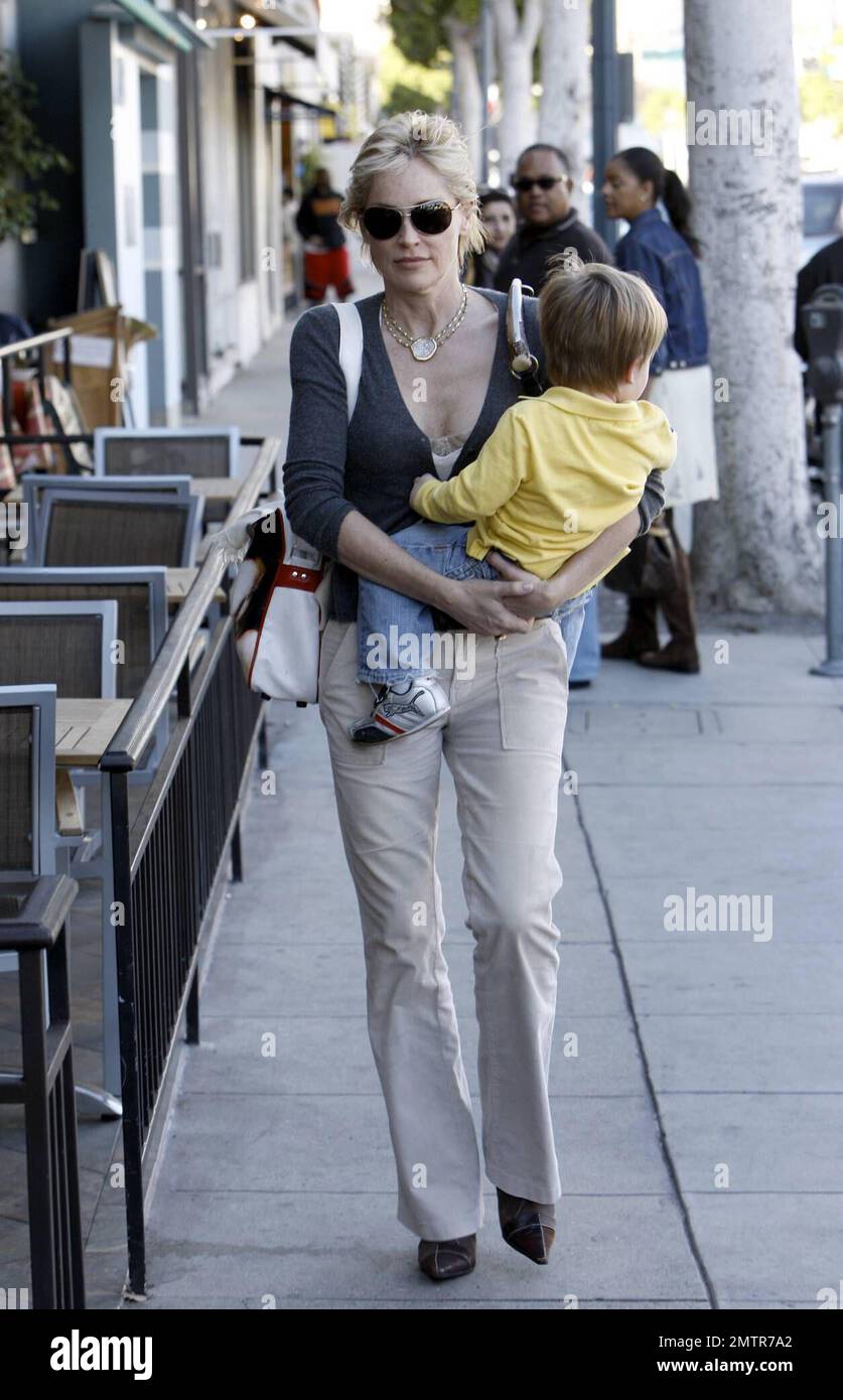 A very busty Sharon Stone was joined by her boyfriend and sons Laird ...