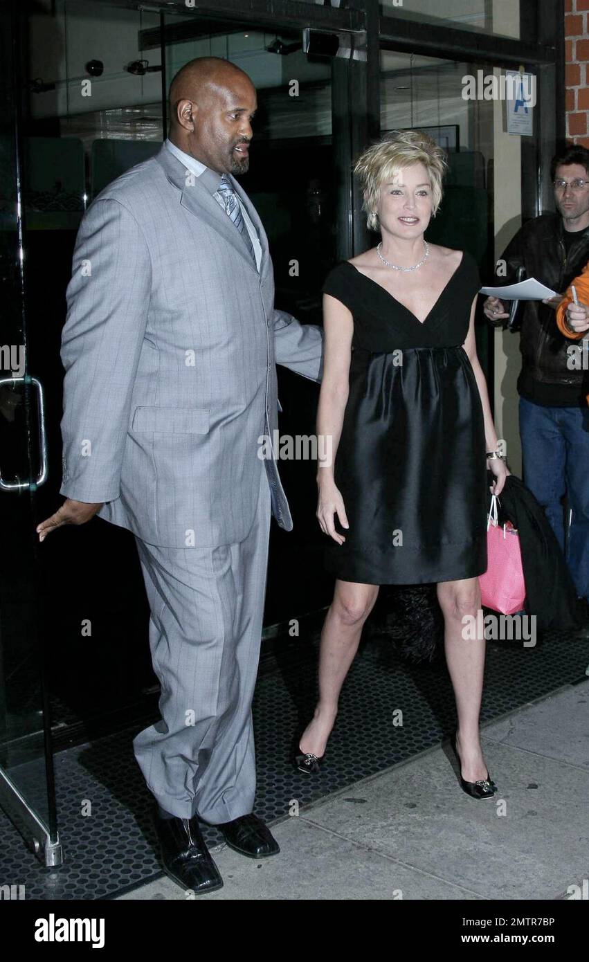 Sharon Stone dines at Mr Chows and leaves with the aid of a bodyguard ...