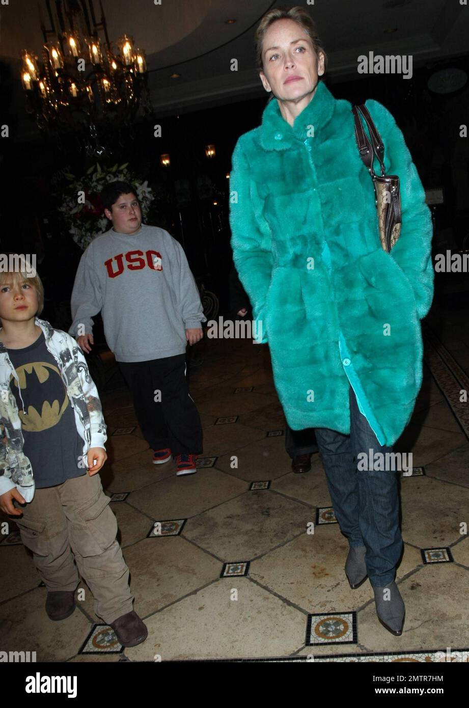 Sharon Stone takes the kids on a family movie date at the Pacific ...