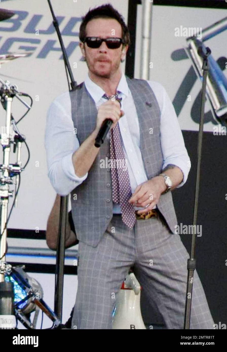 EXCLUSIVE!! Scott Weiland of the rock band Stone Temple Pilots performs on an outdoor stage ...