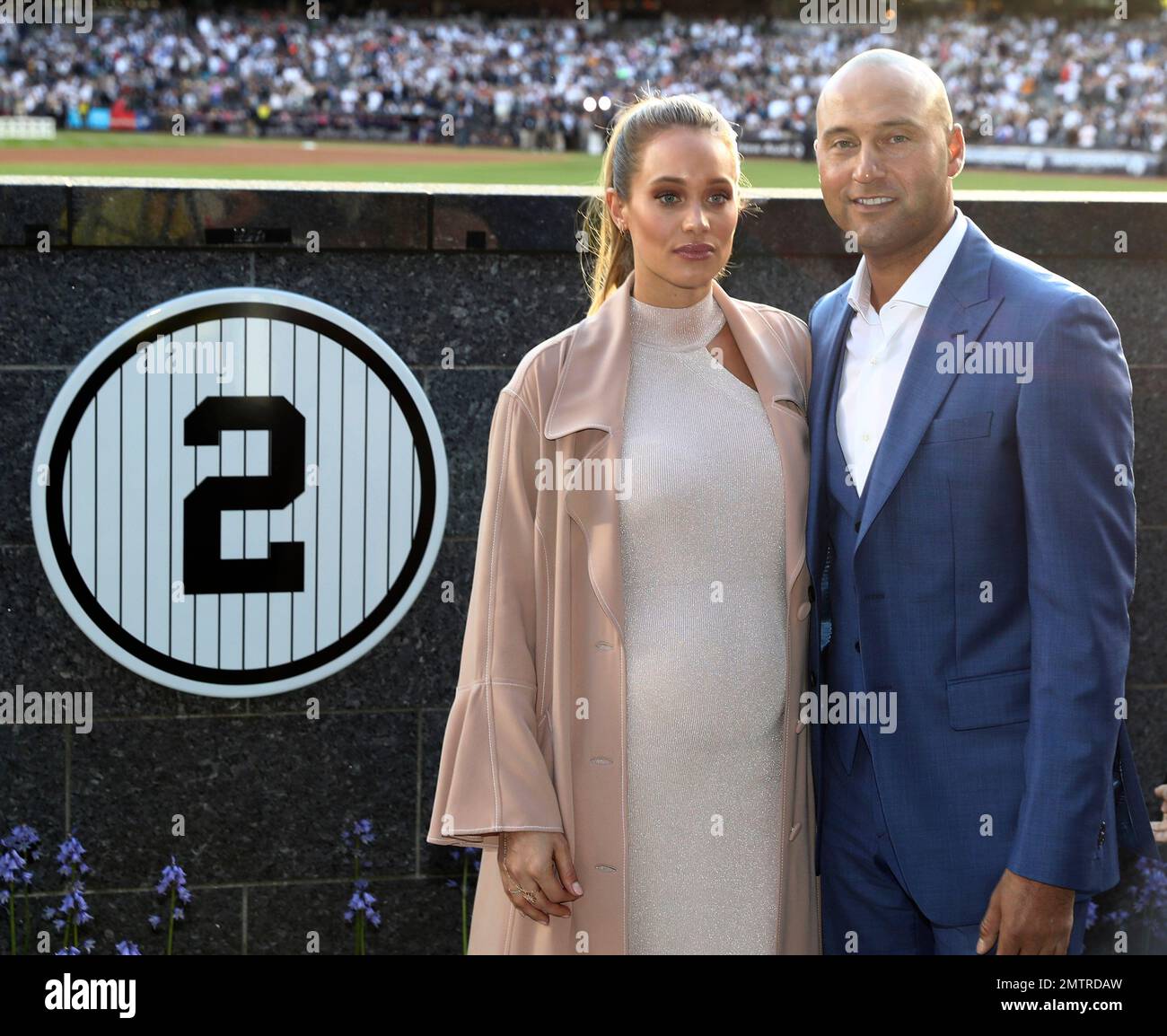 Retired New York Yankees shortstop Derek Jeter poses with his wife ...
