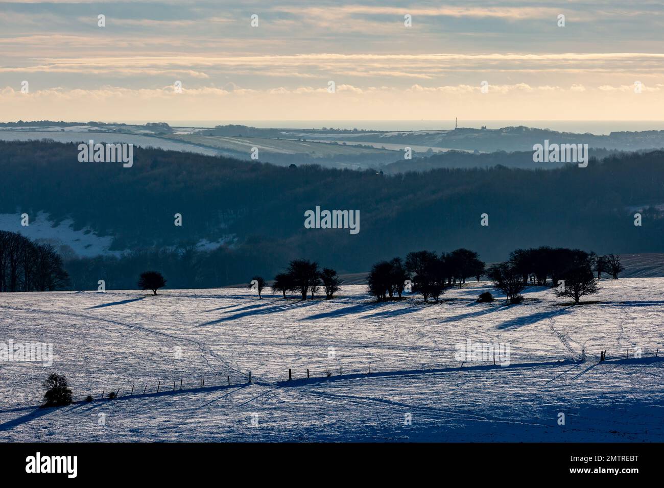 A snowy view on Ditchling Beacon Stock Photo - Alamy