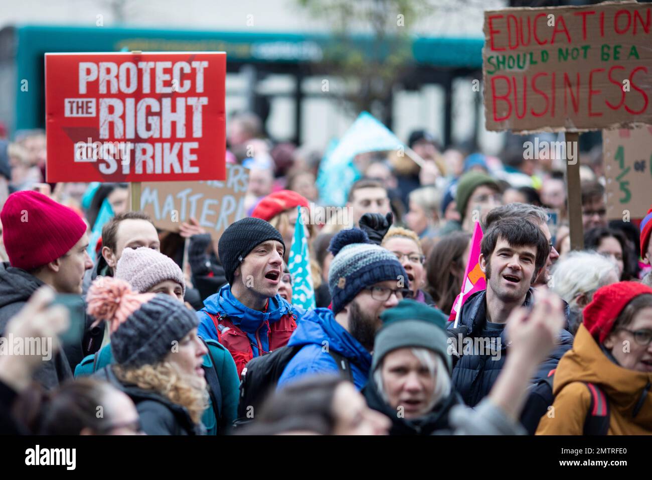Cardiff, Wales, UK. 1st Feb, 2023. A protest outside the UK Government ...