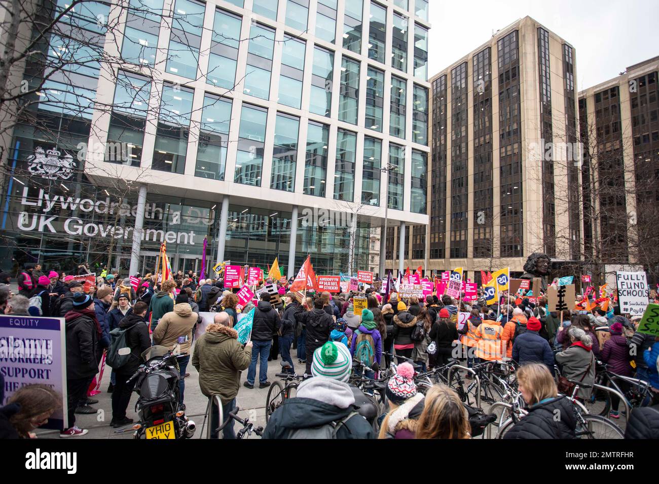 Cardiff, Wales, UK. 1st Feb, 2023. A protest outside the UK Government ...