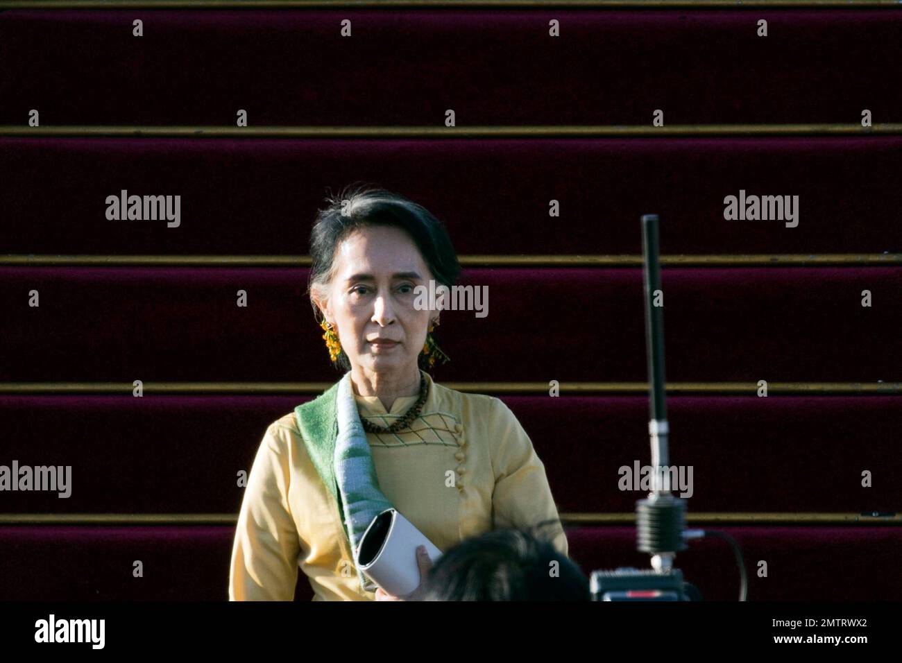 Myanmar's State Counsellor Aung San Suu Kyi arrives at the Beijing ...