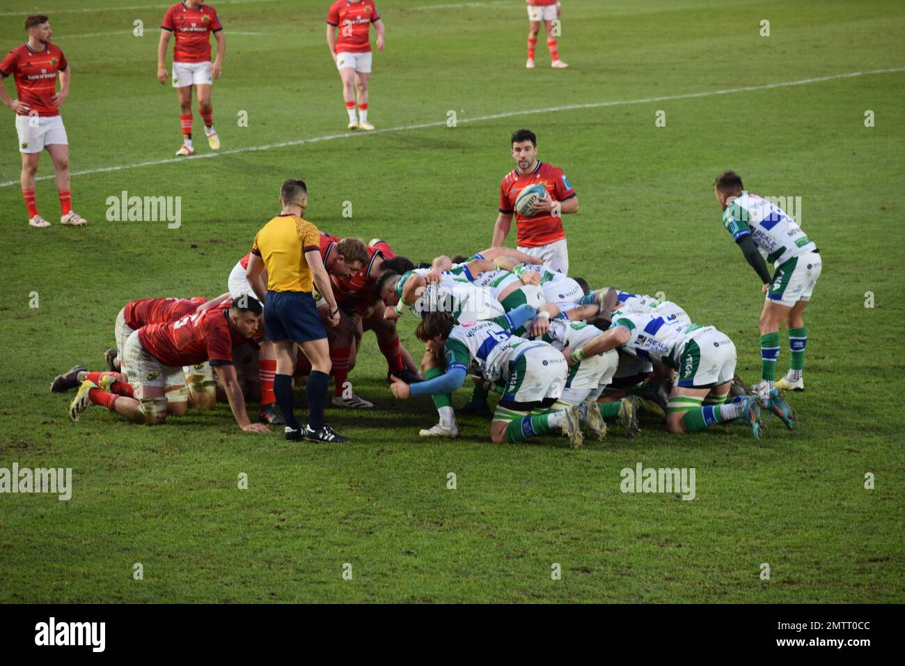 Munster scrum during their match against Benetton rugby in Treviso in ...