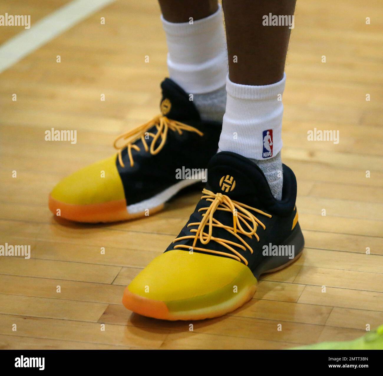 Devin Robinson, from Florida, wears Adidas shoes at the NBA draft ...