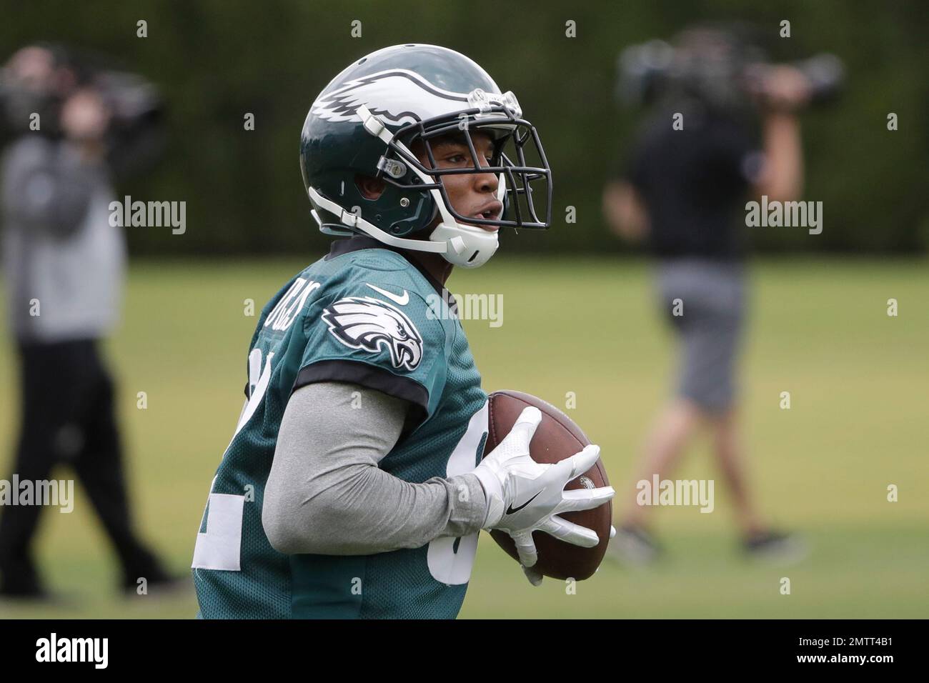 Philadelphia Eagles' Keevan Lucas catches a pass during an NFL football ...