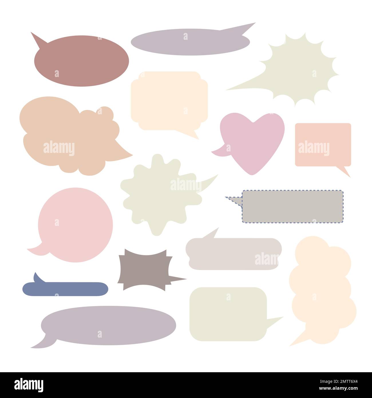 Speech bubble set pastel colored doodle vector illustration, sticker ...