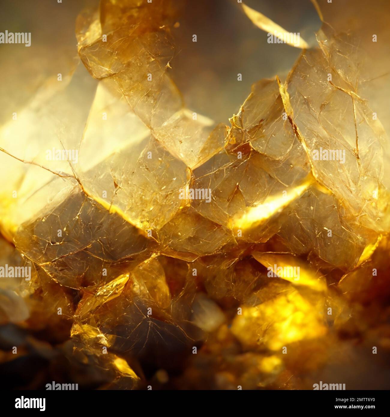 A digital illustration of realistic golden glowing crystals perfect as ...