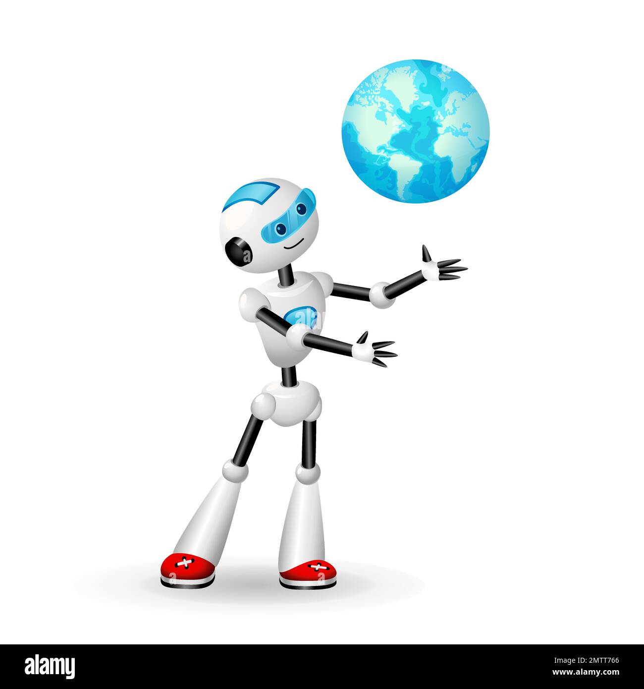 Cute Robot holding Earth Globe in its hands Stock Vector Image & Art ...