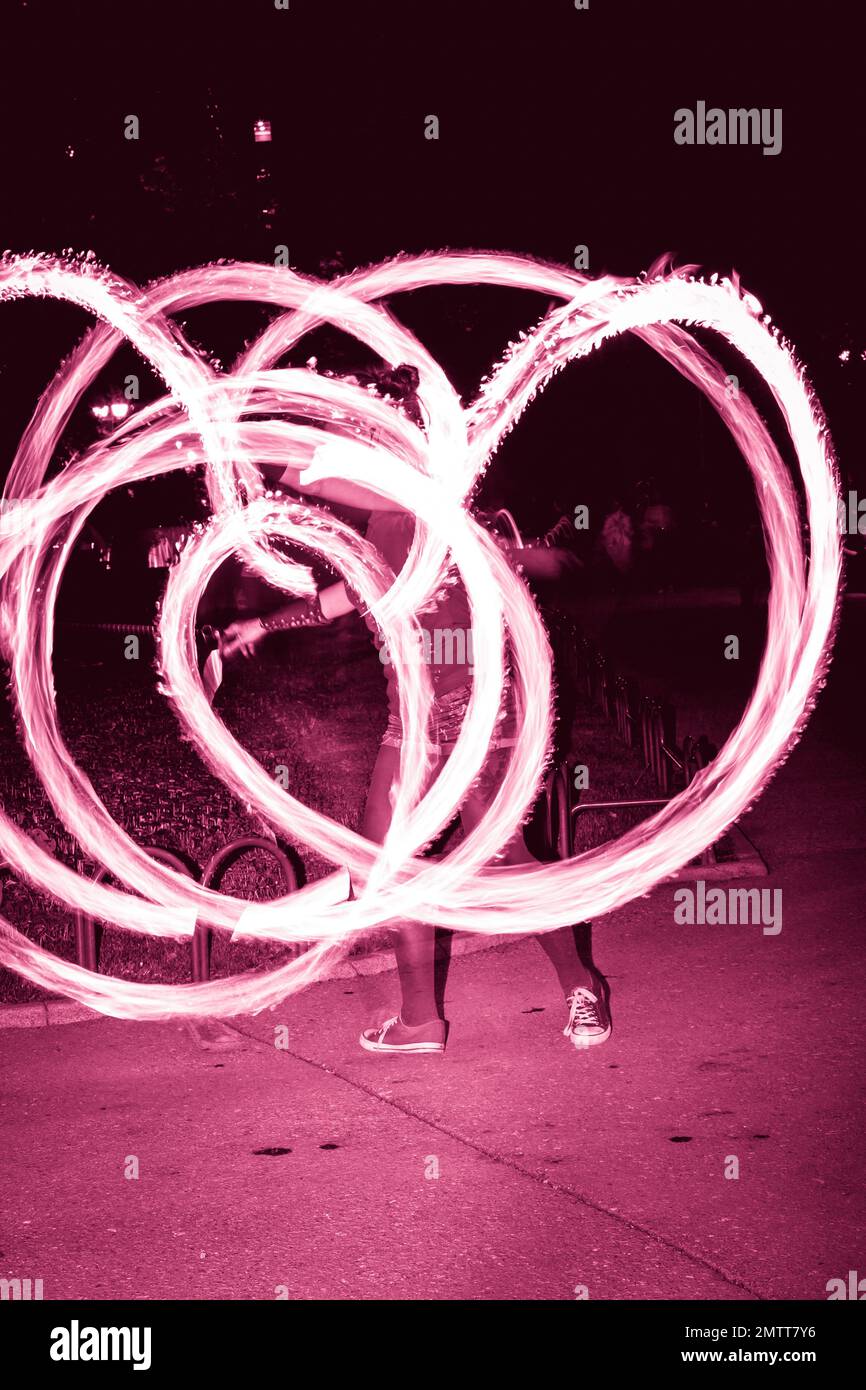 Poi spinning woman hi-res stock photography and images - Alamy