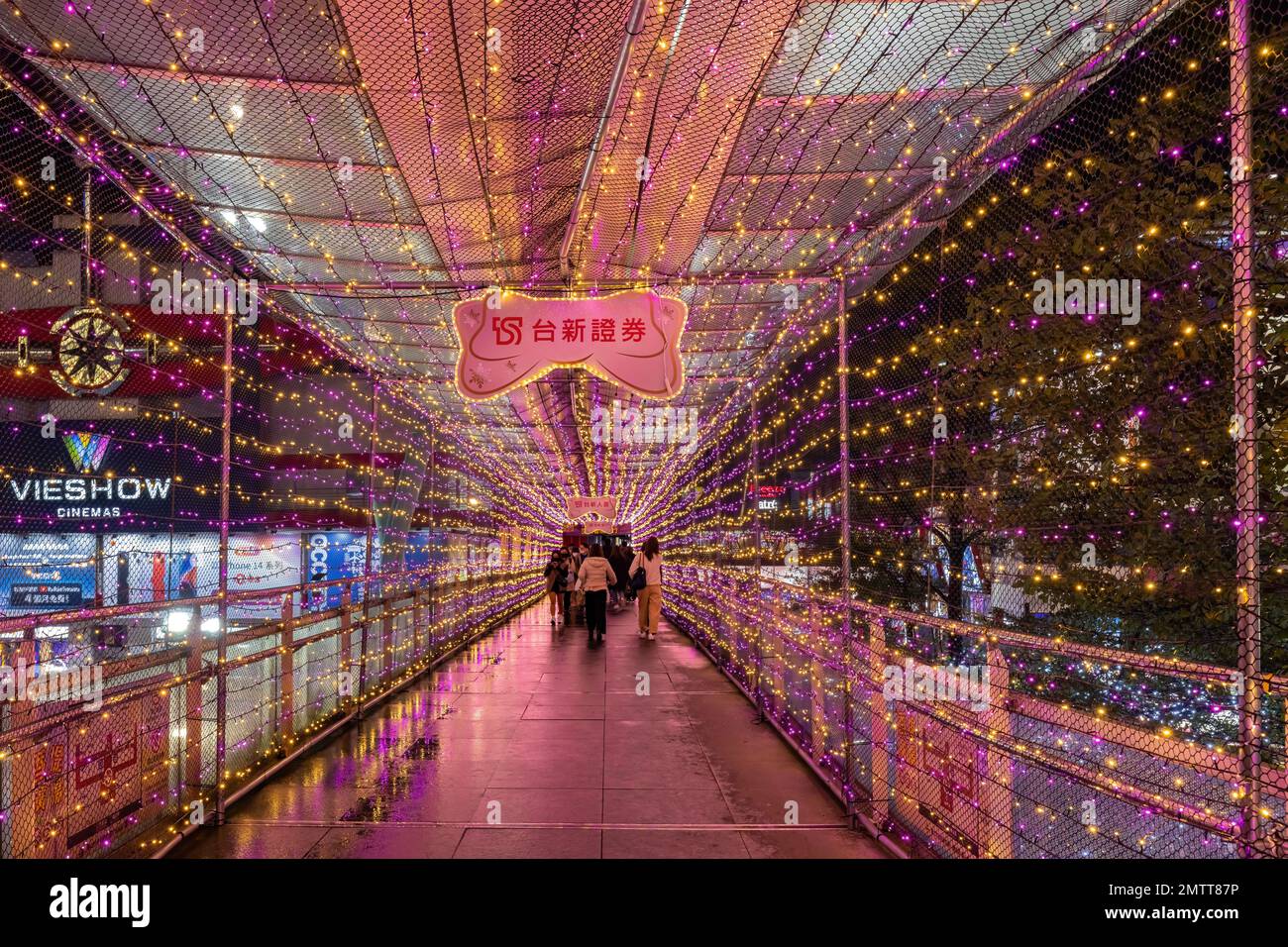 Taipei, DEC 29 2022 - Night view of the christmas decoration of Xinyi ...