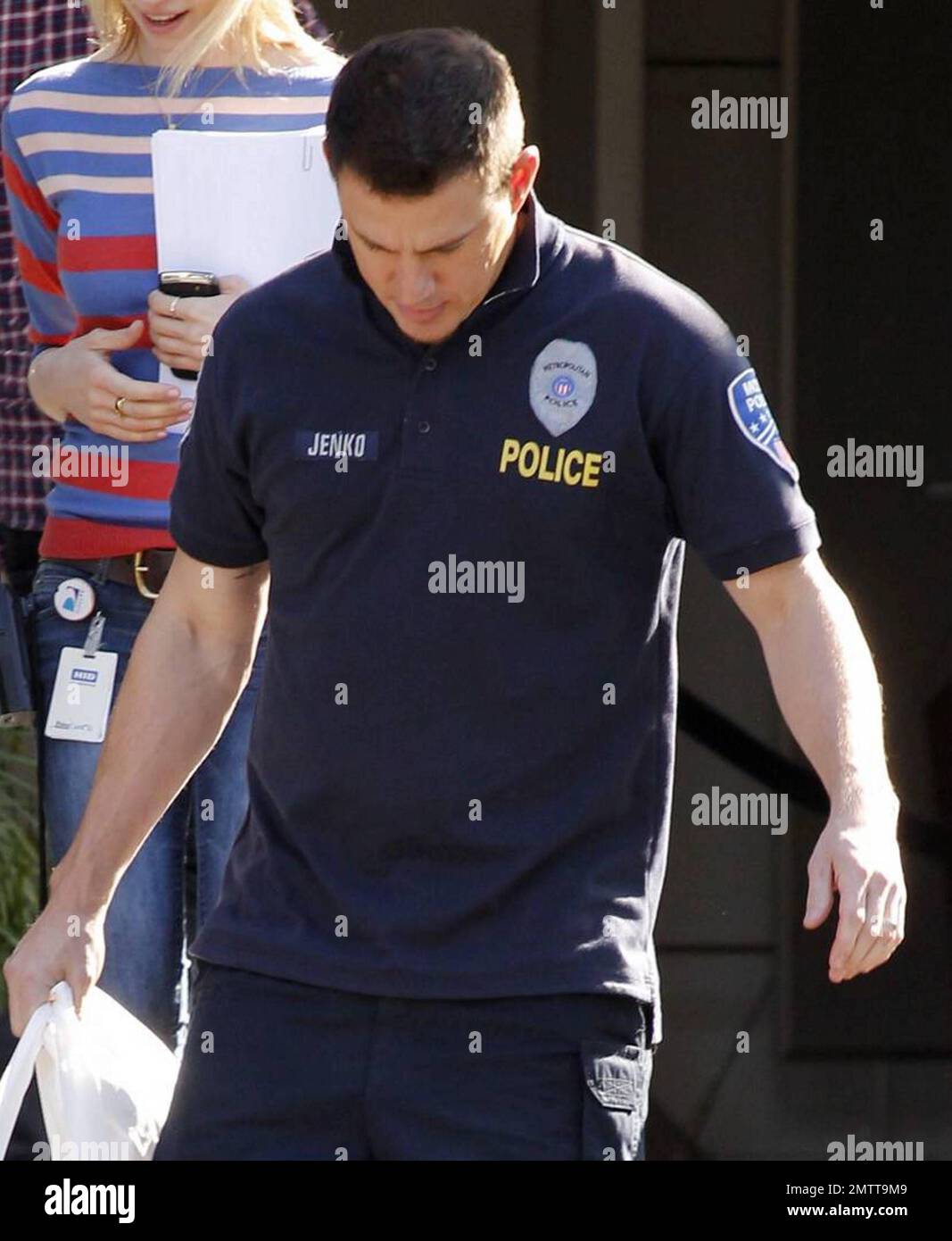 EXCLUSIVE!! Actors Channing Tatum and Jonah Hill wear police shirts as ...