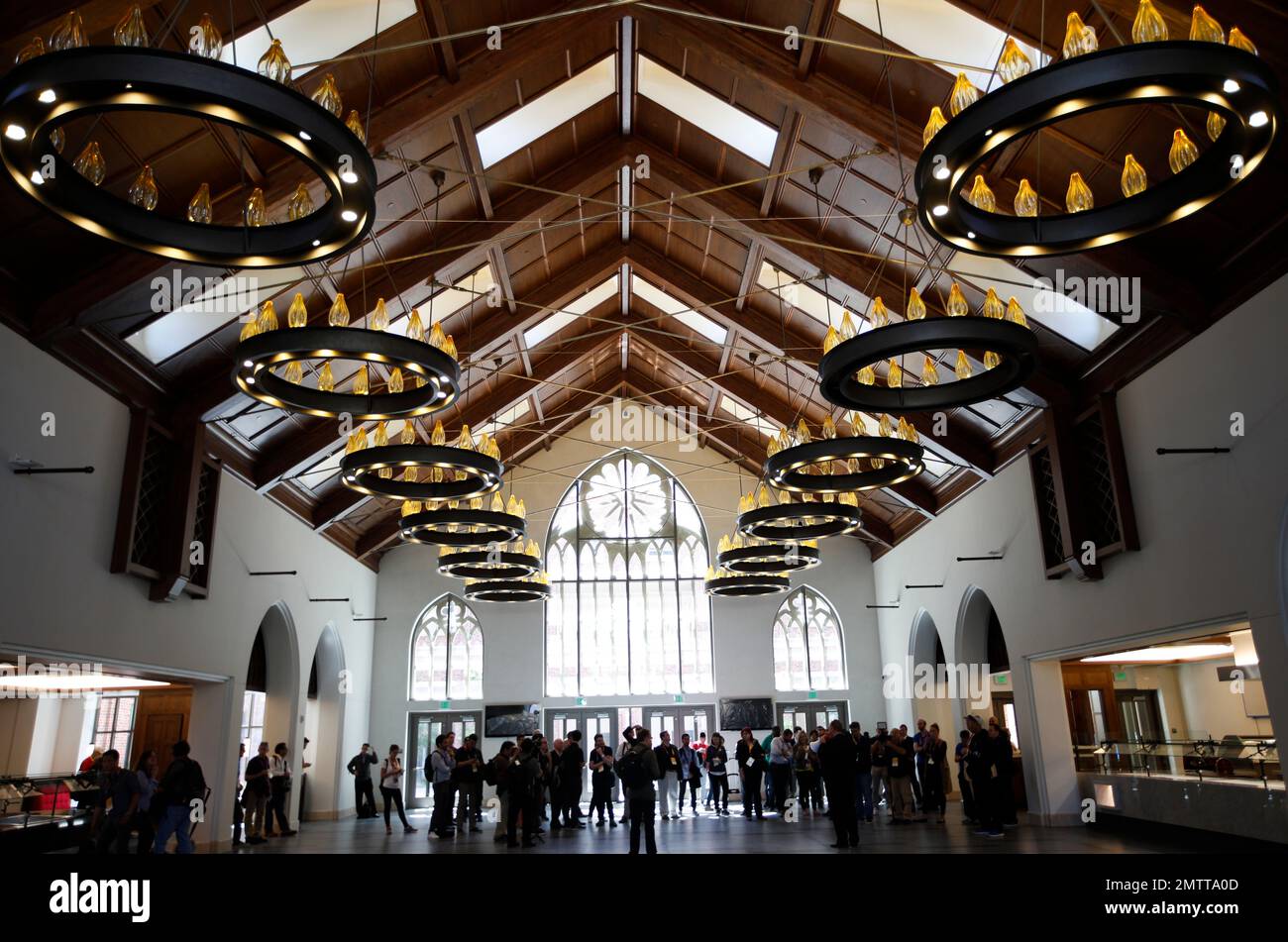 Members of the media tour the newly constructed student cafeteria at ...