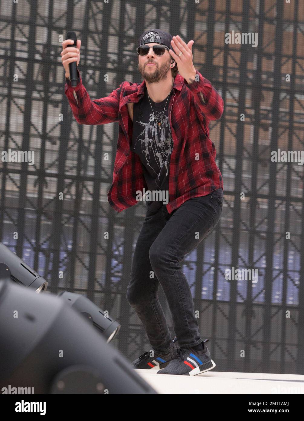 M. Shadows of the band Avenged Sevenfold performs in concert as the ...