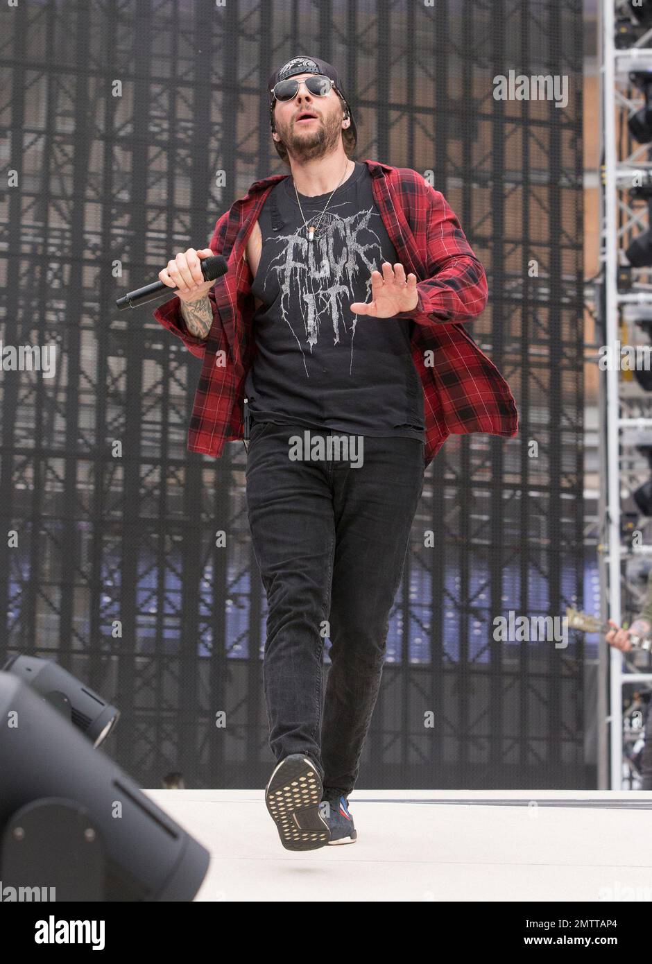 M. Shadows of the band Avenged Sevenfold performs in concert as the ...