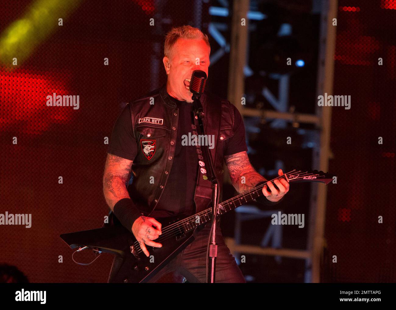 James Hetfield of the band Metallica performs in concert during their ...