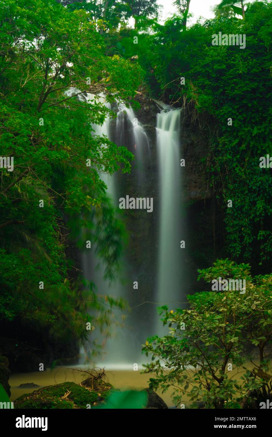 the natural freshness of the Curug or waterfalls Gondoroiyo in Semarang ...