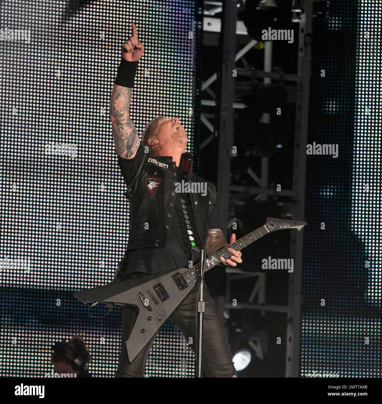 James Hetfield of the band Metallica performs in concert during their ...
