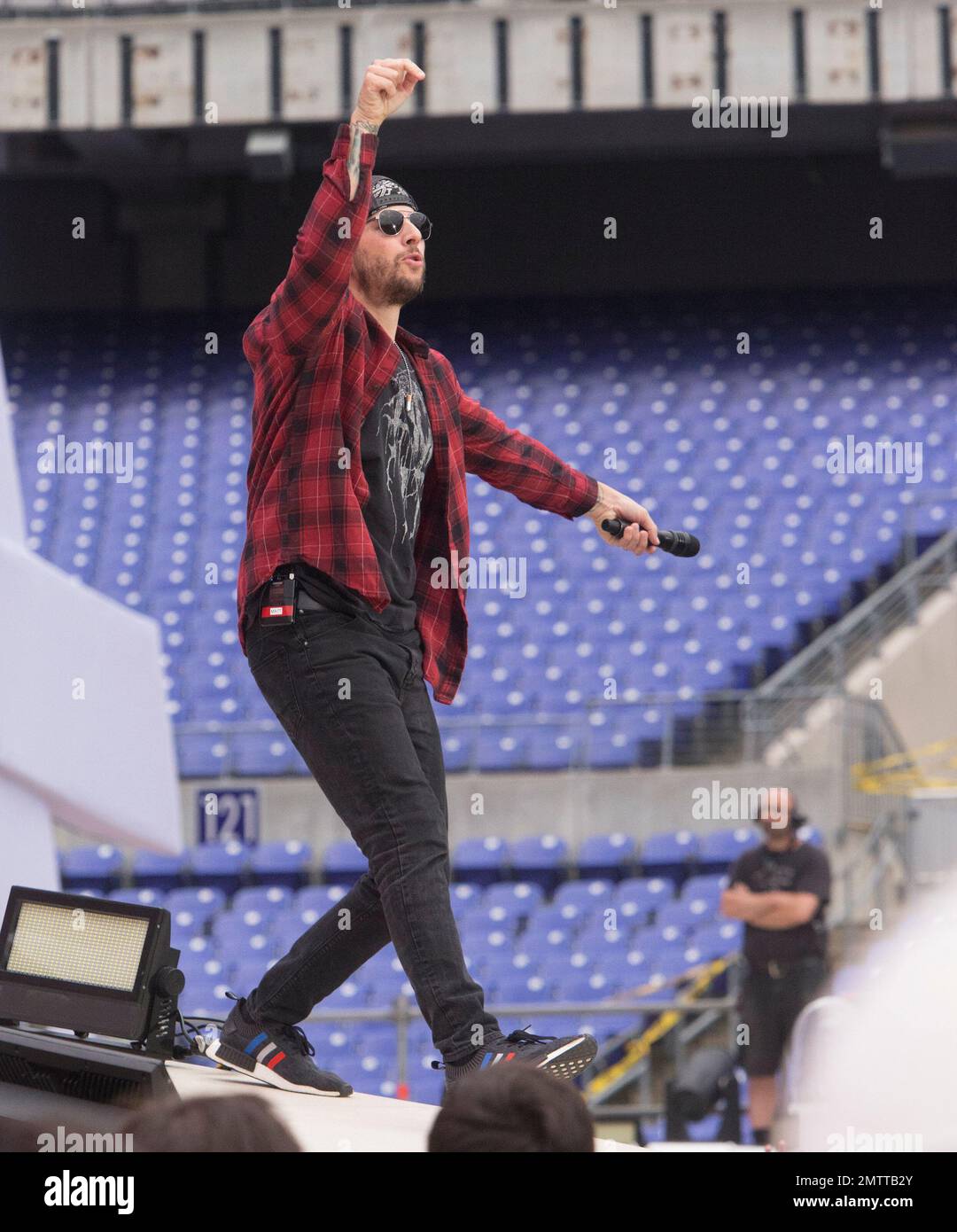 M. Shadows of the band Avenged Sevenfold performs in concert as the ...