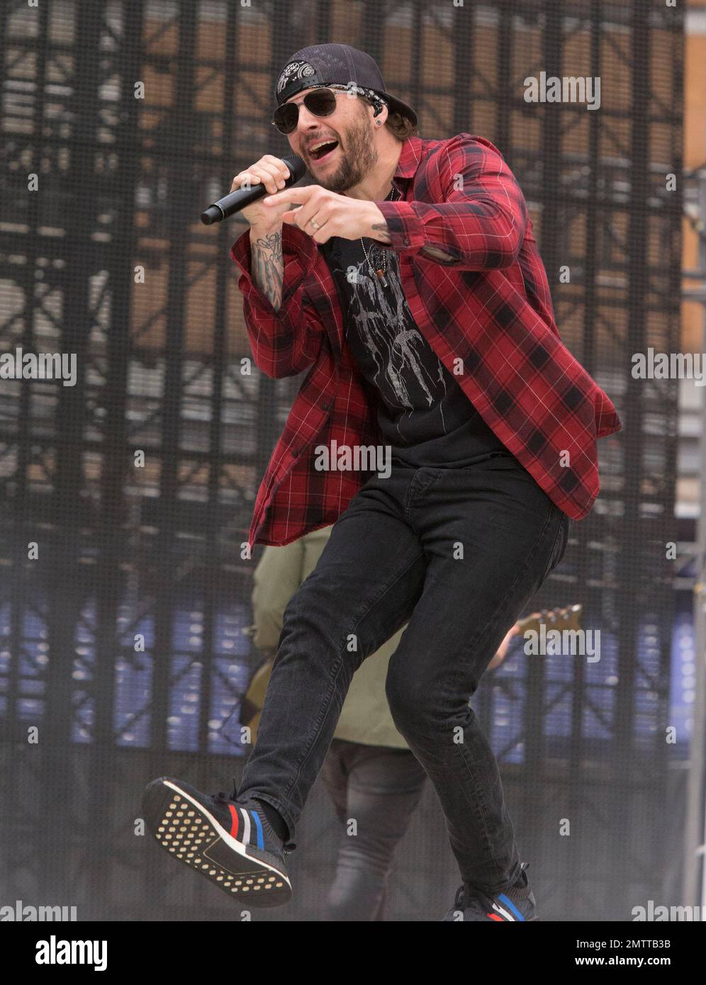 M. Shadows of the band Avenged Sevenfold performs in concert as the ...