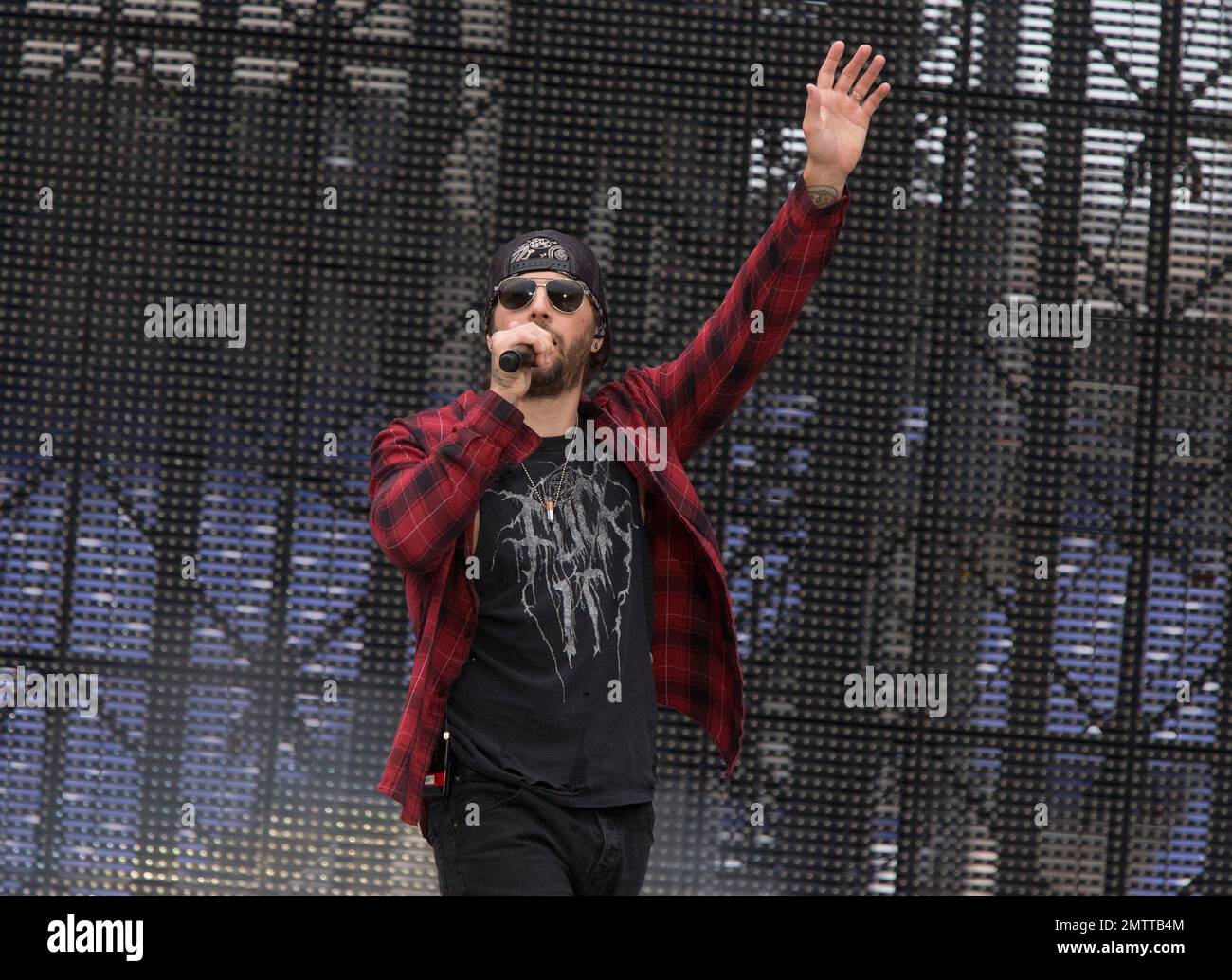 M. Shadows of the band Avenged Sevenfold performs in concert as the ...