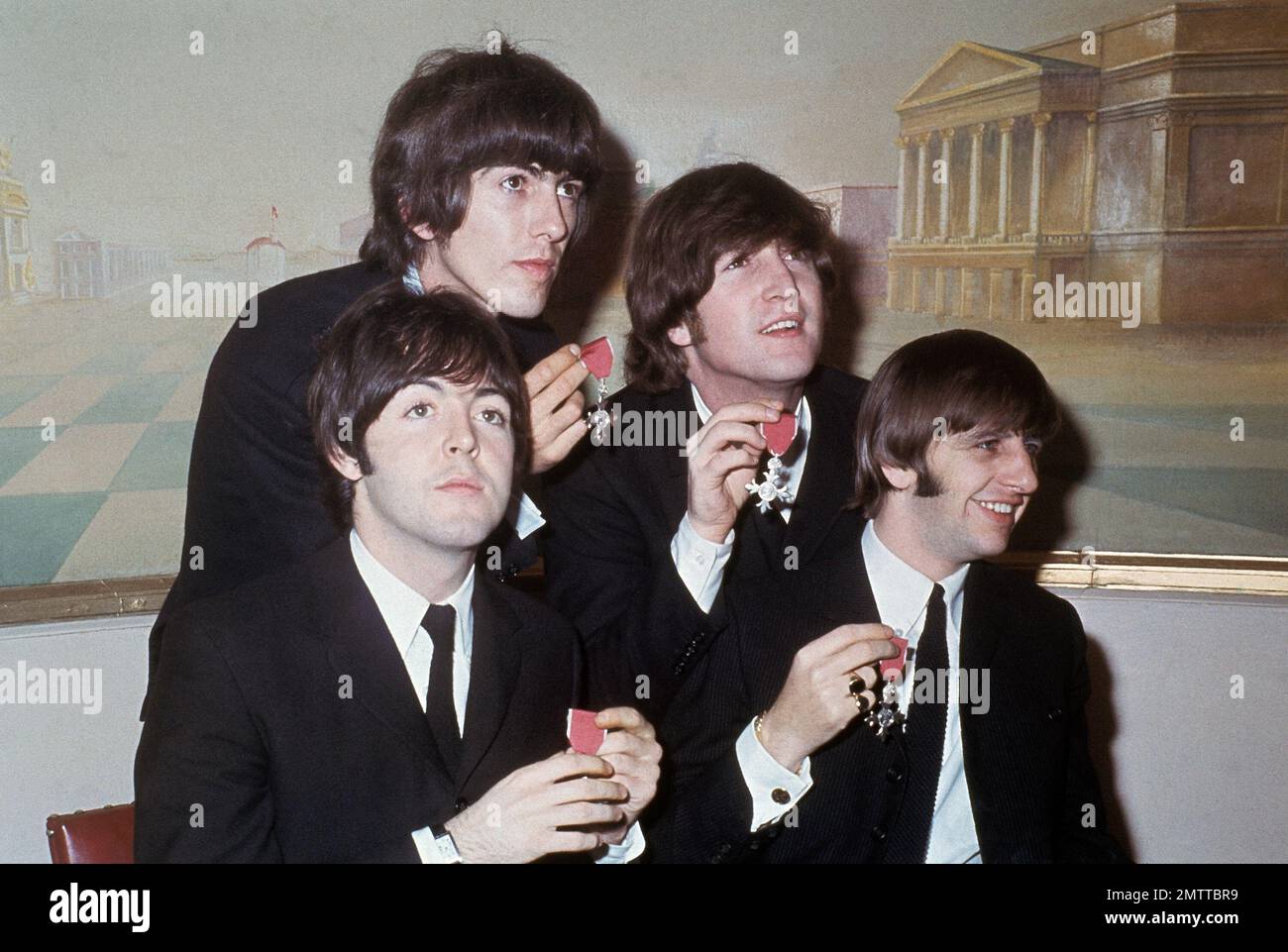The British rock band the Beatles show their Member of the Order of the ...