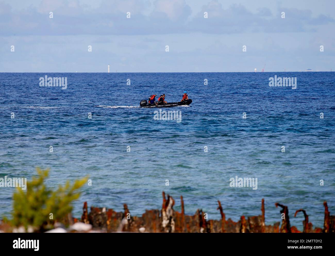 In this April 21, 2017 photo, Chinese structures are seen at Subi Reef ...
