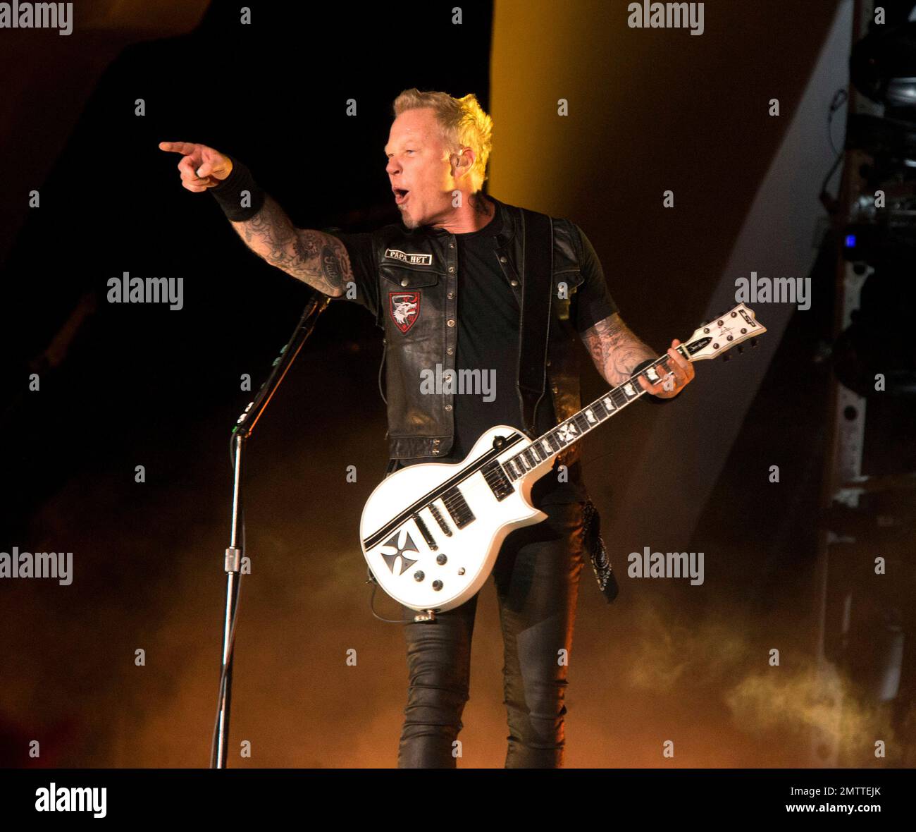 James Hetfield of the band Metallica performs in concert during their ...