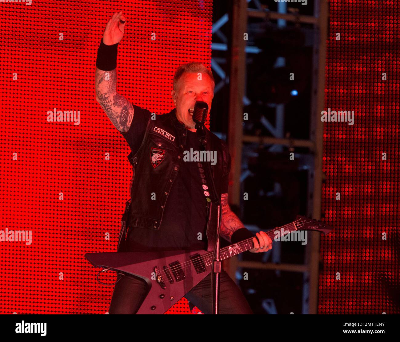James Hetfield of the band Metallica performs in concert during their ...