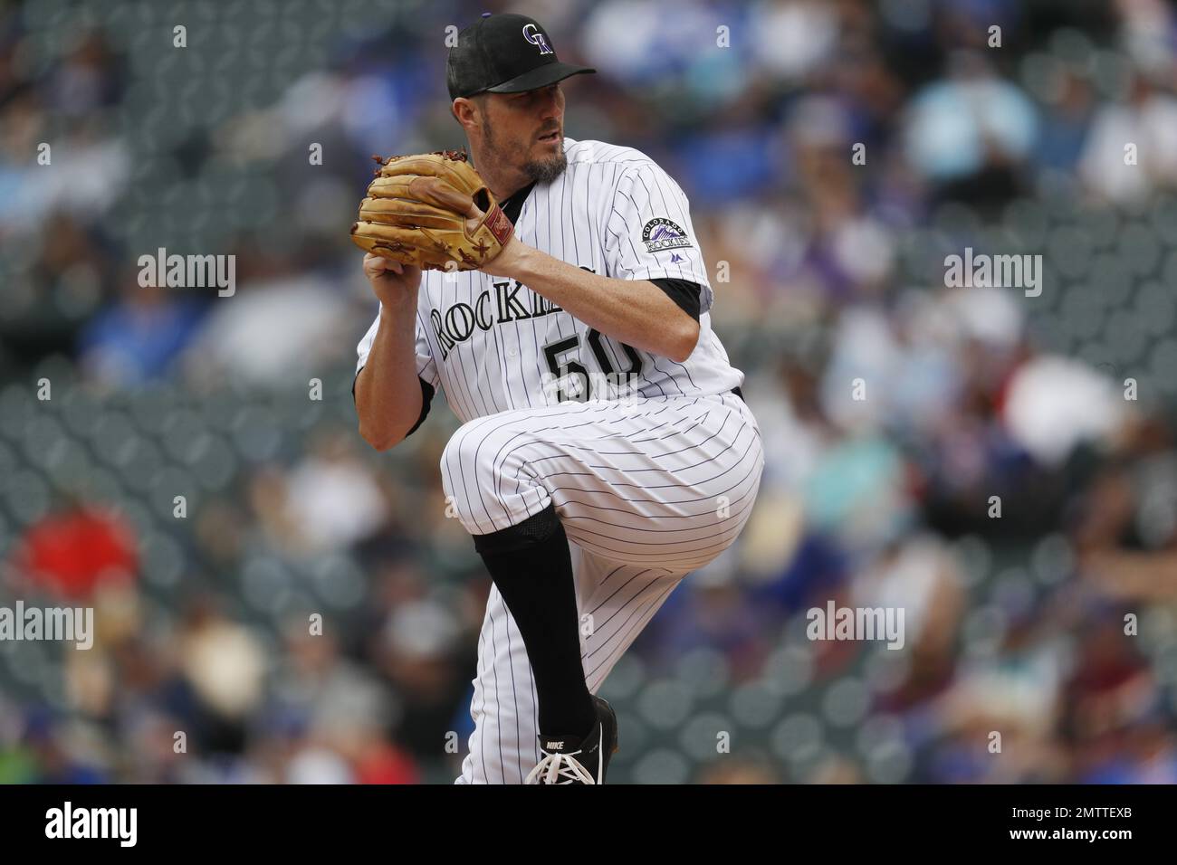 Colorado Rockies relief pitcher Chad Qualls (50) in the ninth inning of ...