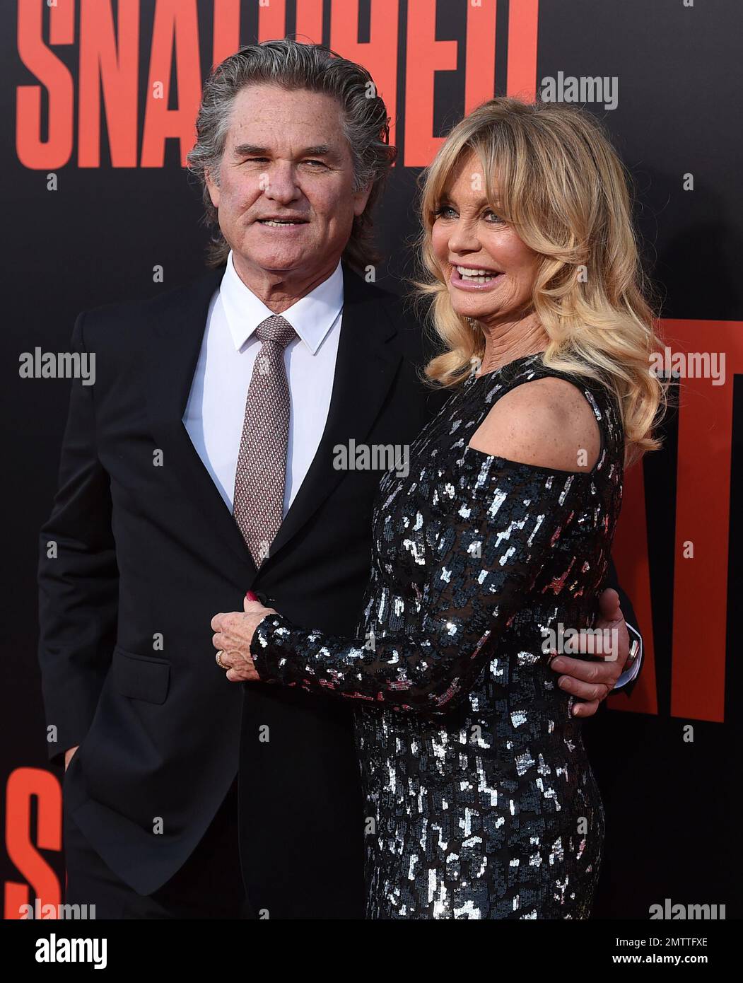 Kurt Russell, left, and Goldie Hawn arrive at the Los Angeles premiere ...