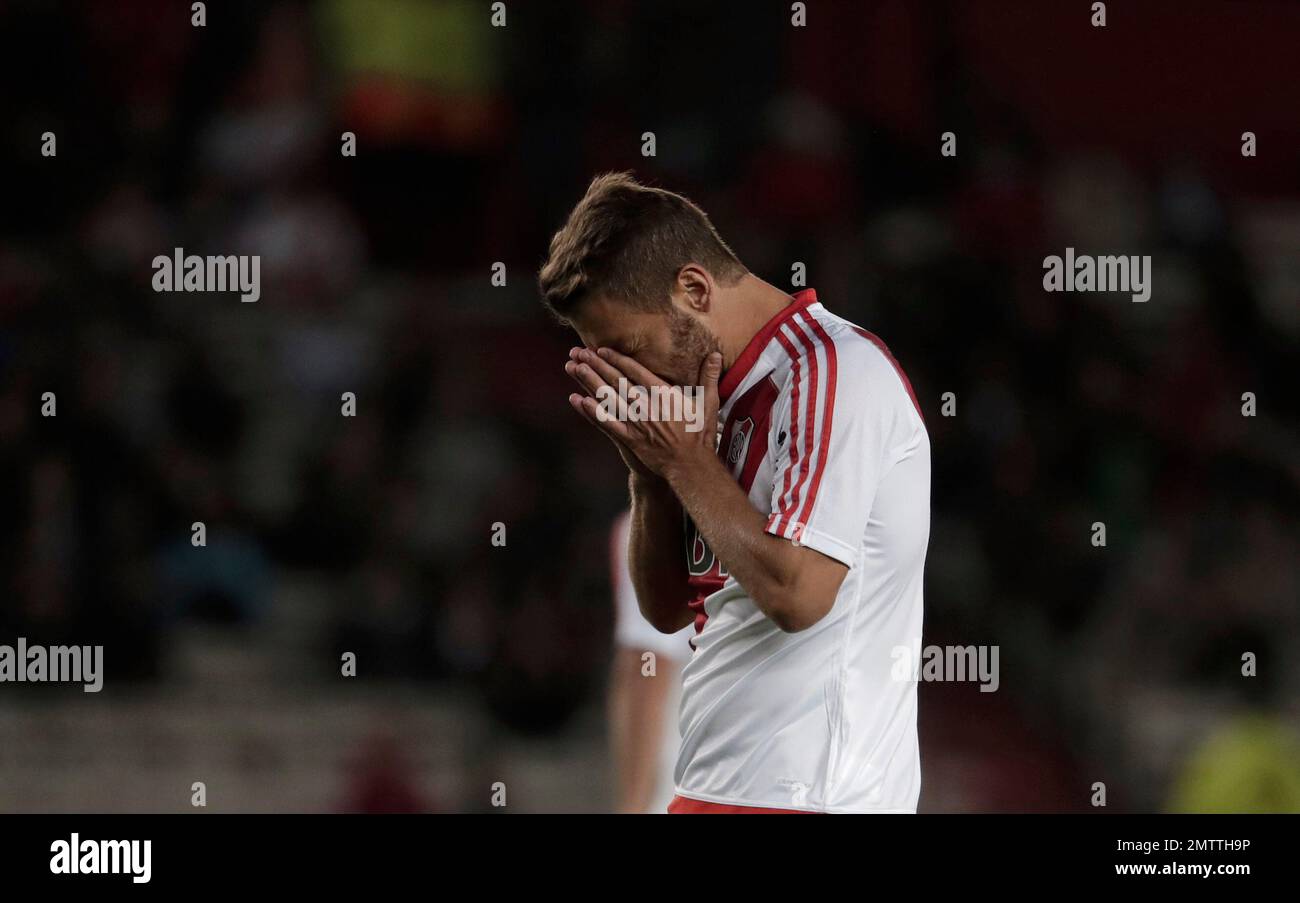 Nicolas Domingo of Argentina's River Plate reacts during a Copa ...