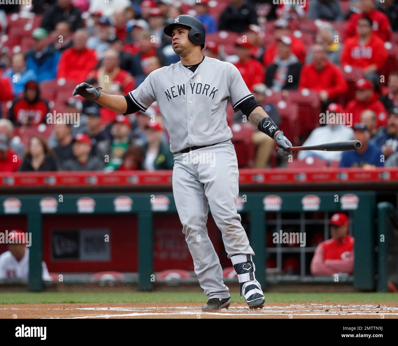 New York Yankees' Tyler Austin hits a solo home run off Cincinnati Reds ...