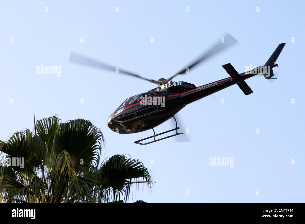 A-Team chopper hoovers at the Los Angeles Premiere of the A-Team at ...