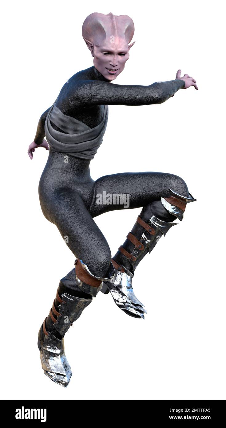 3D rendering of a fantasy alien isolated on white background Stock ...