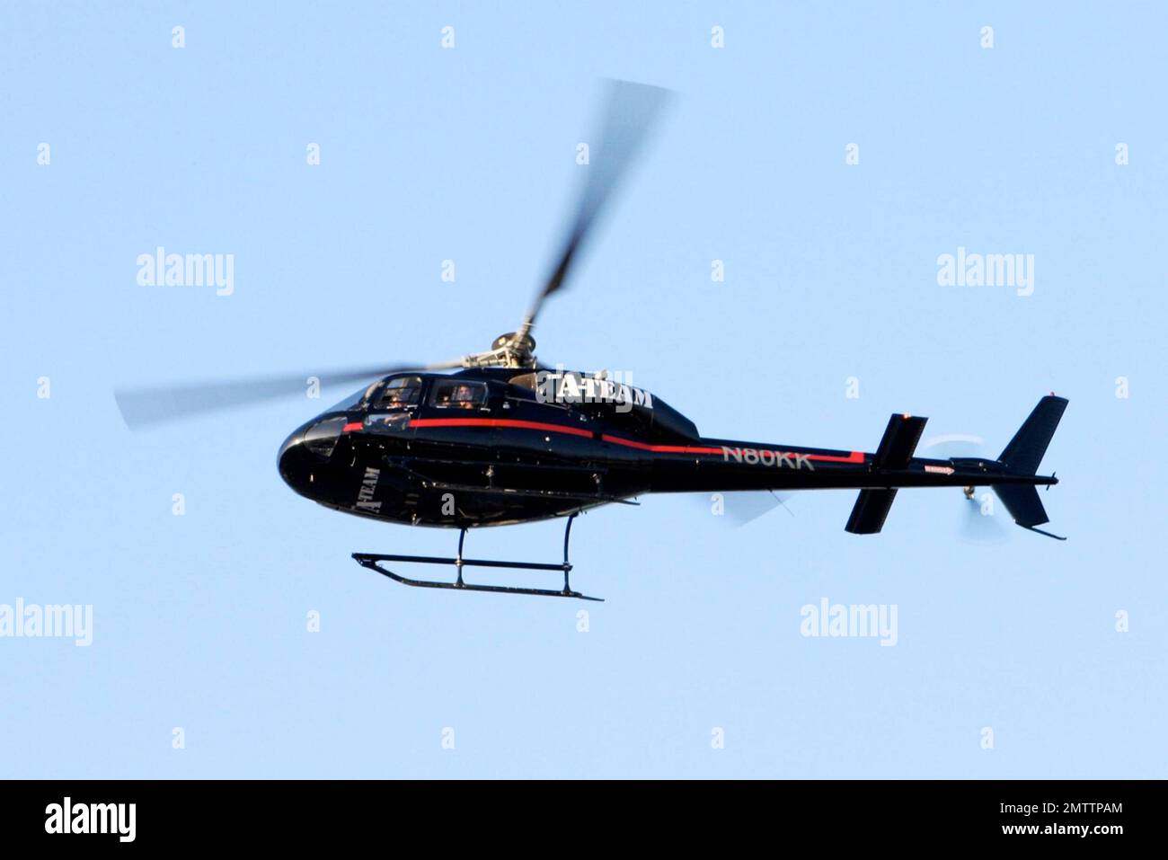 An A-Team helicopter hovers at the premiere of "The A-Team" held at ...