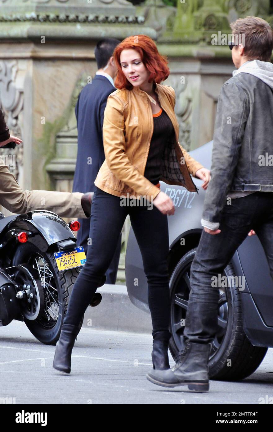 Scarlett Johansson films scenes for "The Avengers" on location in New York. The action/sci-fi ...