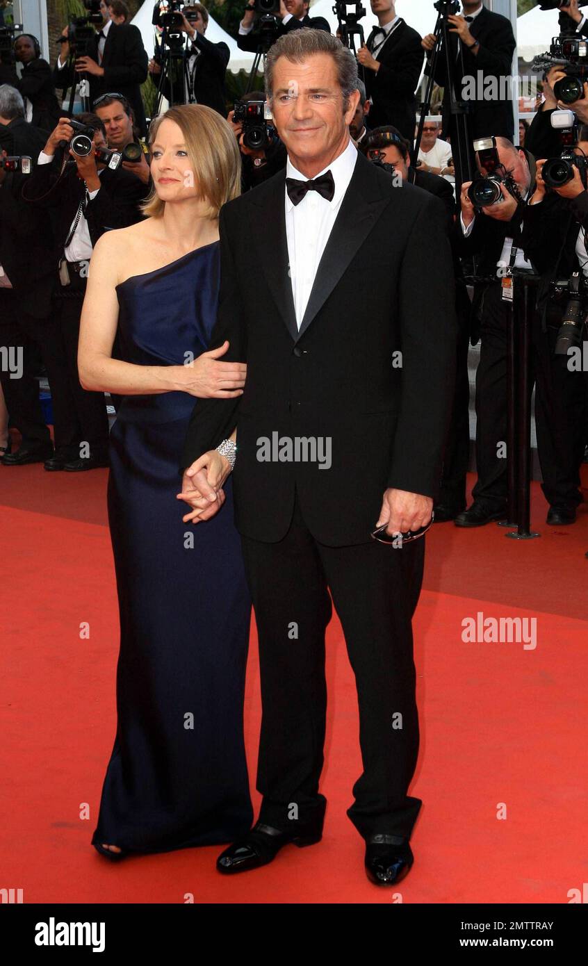 Jodie Foster and Mel Gibson at the premiere of "The Beaver" during the ...