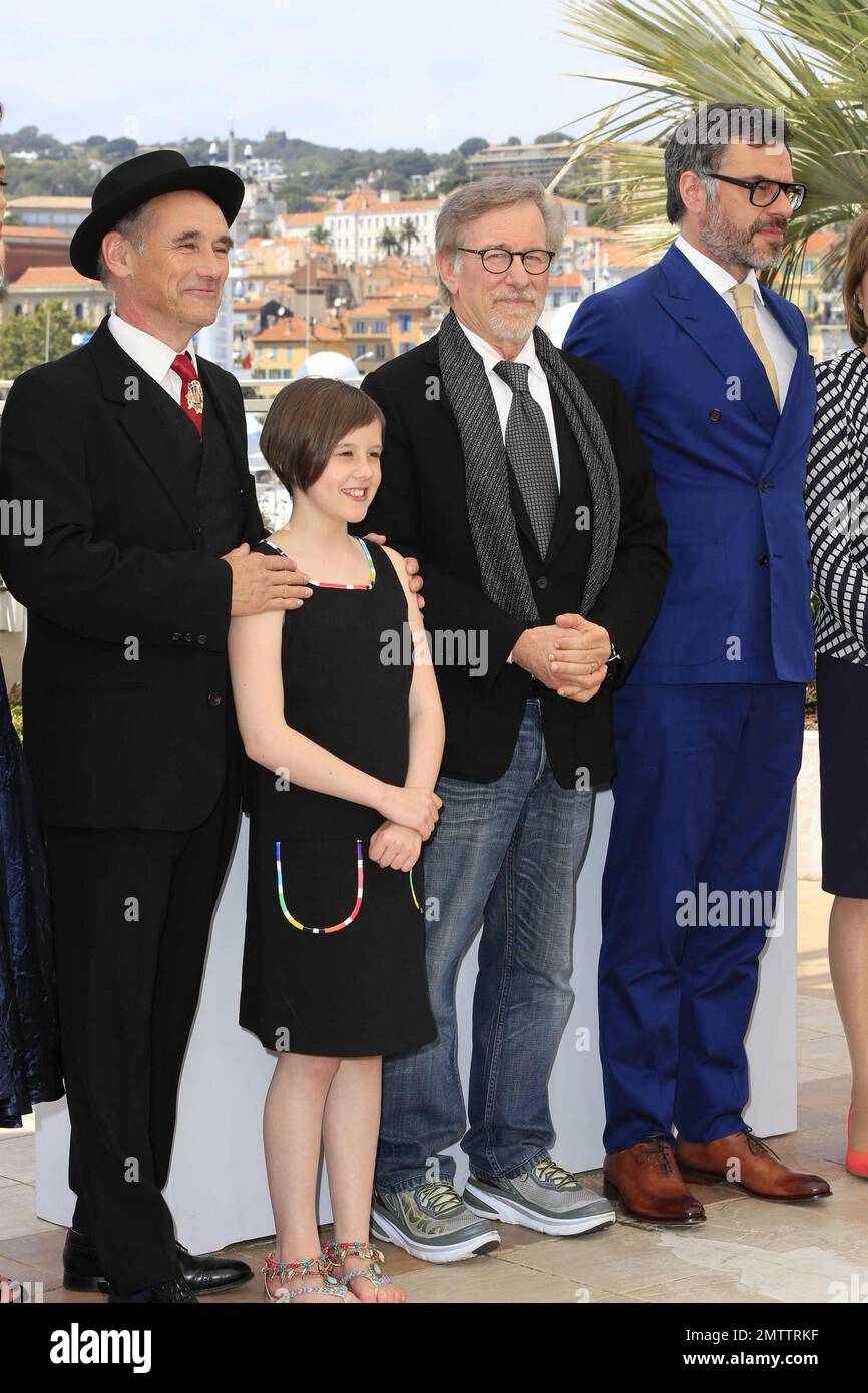 Mark Rylance, Ruby Barnhill, Steven Spielberg at 'The BFG' Photocall in Cannes, France. 14th May ...