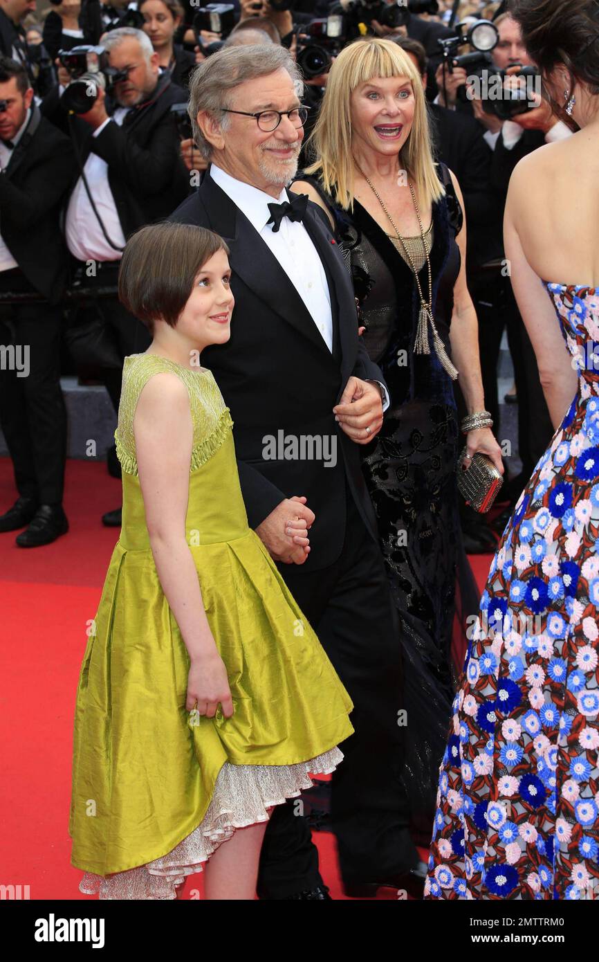 Ruby Barnhill, Steven Spielberg, Kate Capshaw at the premiere of 'The ...
