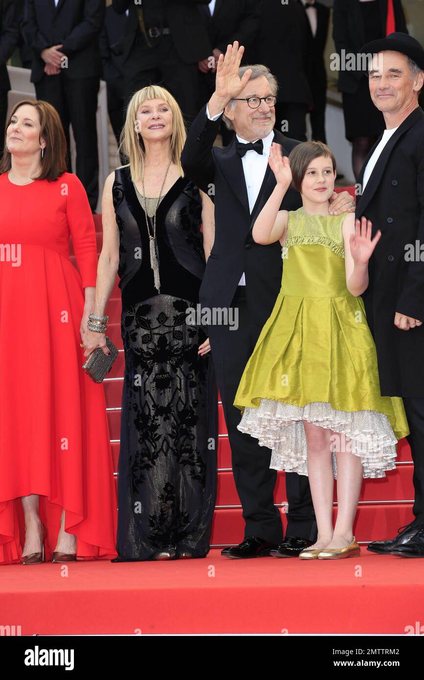Ruby Barnhill, Steven Spielberg, Kate Capshaw at the premiere of 'The ...