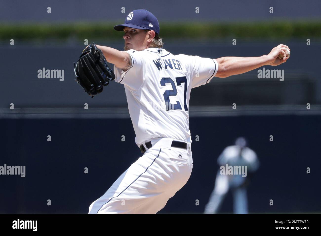 San Diego Padres starting pitcher Jered Weaver works against a Texas ...