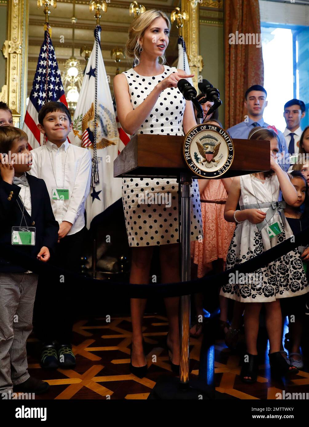 Ivanka Trump, the daughter of President Donald Trump, speaks in the ...