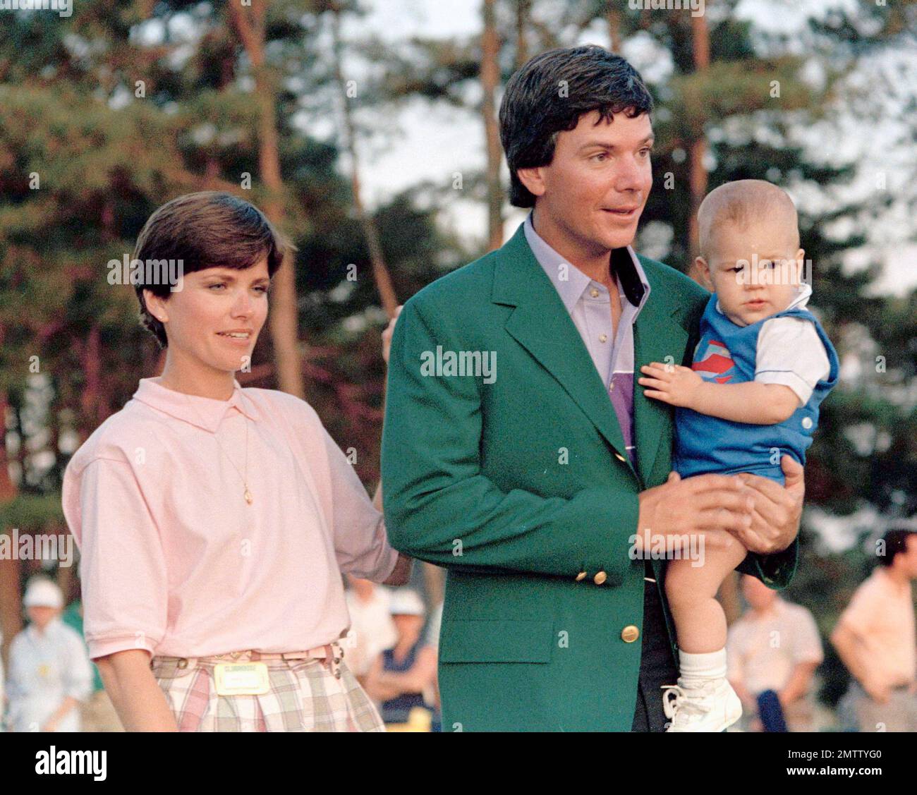 Larry Mize, 1987 Masters Golf winner, wears his Augusta National Golf ...
