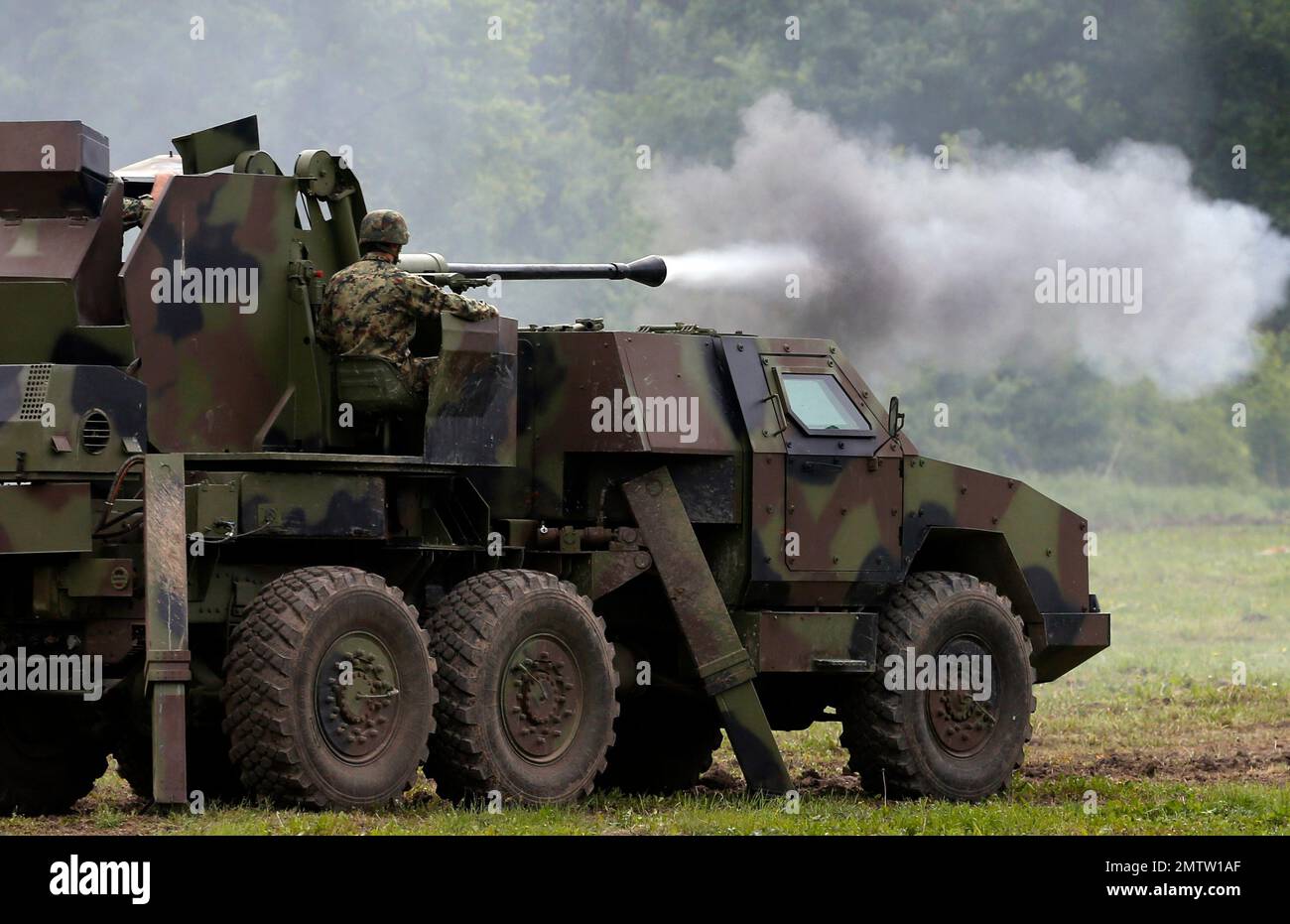 Serbian army soldiers perform during exercise at a ceremony marking 72 ...