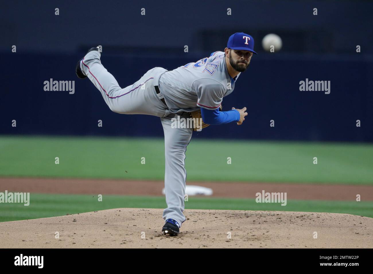 Texas Rangers starting pitcher Nick Martinez works against a San Diego ...