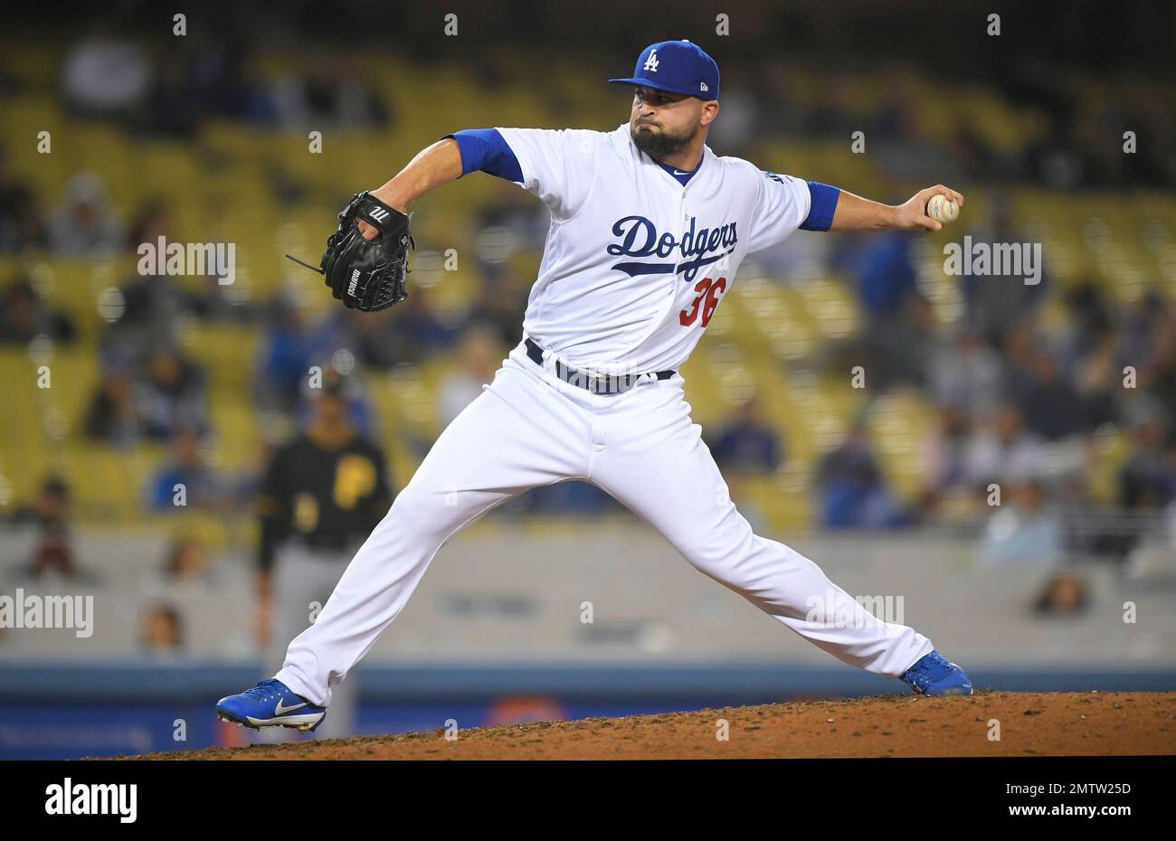 Los Angeles Dodgers relief pitcher Adam Liberatore throws to the plate ...