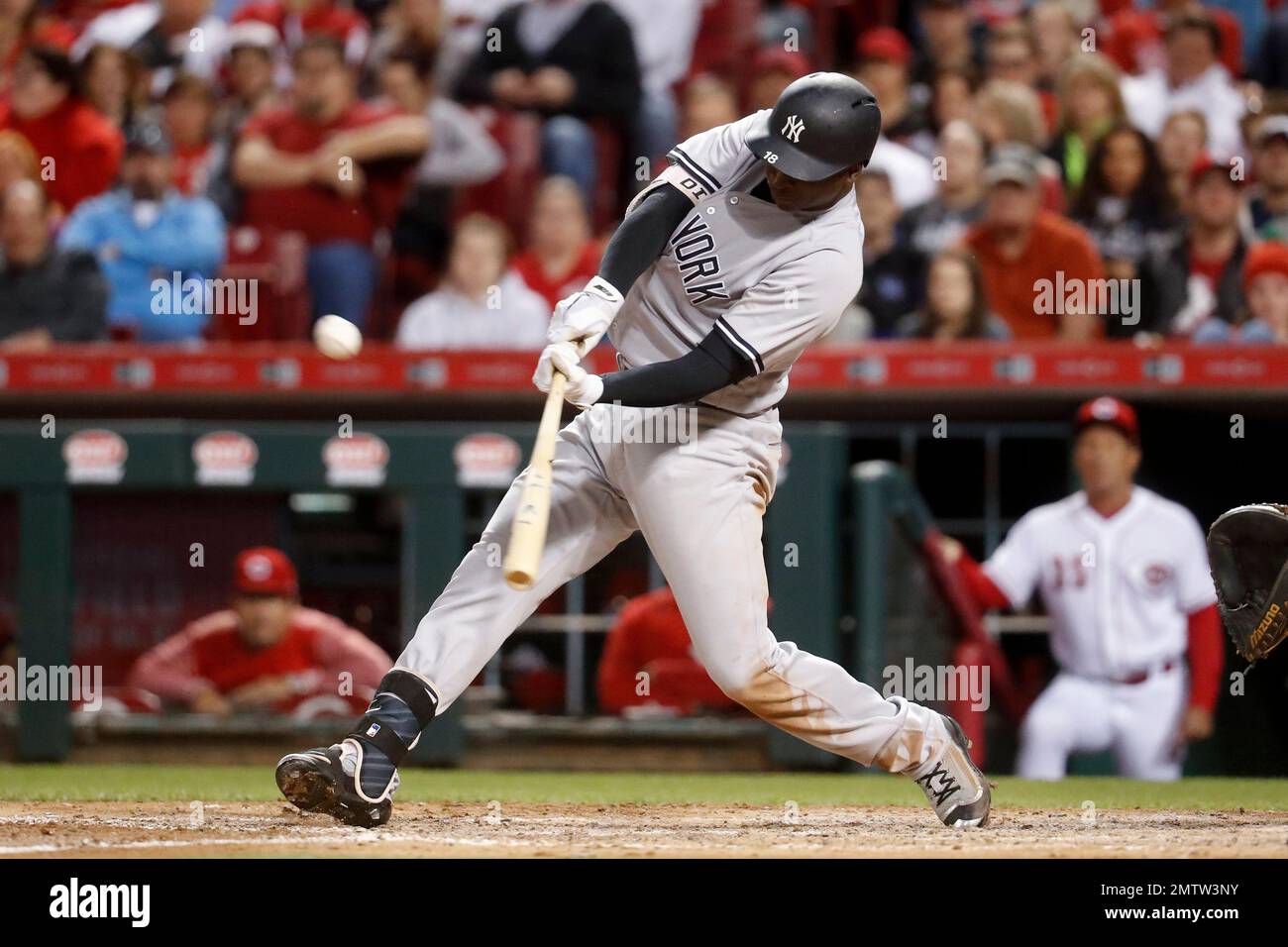 New York Yankees' Didi Gregorius hits an RBI sacrifice fly off ...